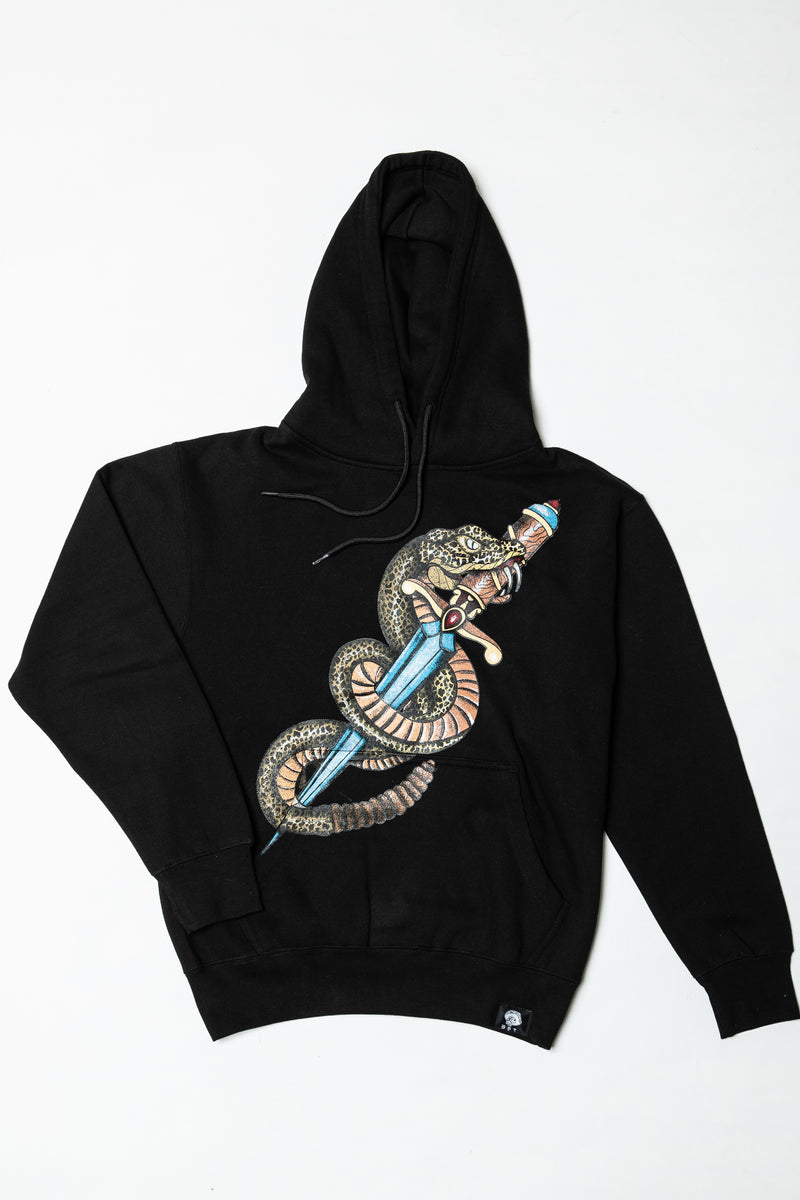 "Never Give Up" Traditional Snake Dagger Hoodie – Brown Pride Tattoo Shop